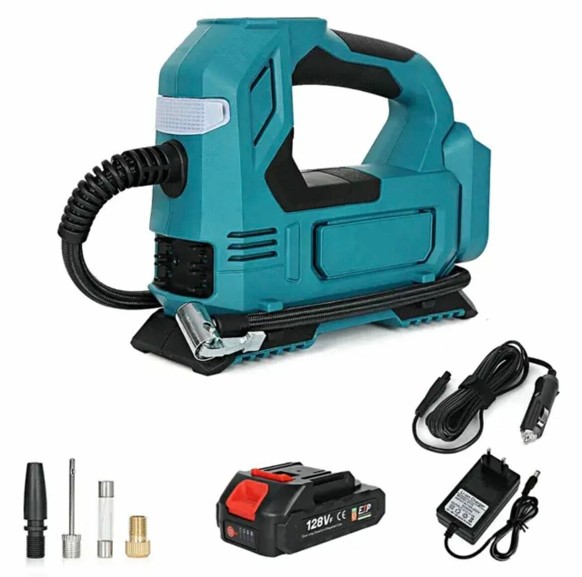 Компрессор автомобильный Heimerdinger беспроводной аккумуляторный насос для подкачки колес + питание от прикуривателя 1 Акб