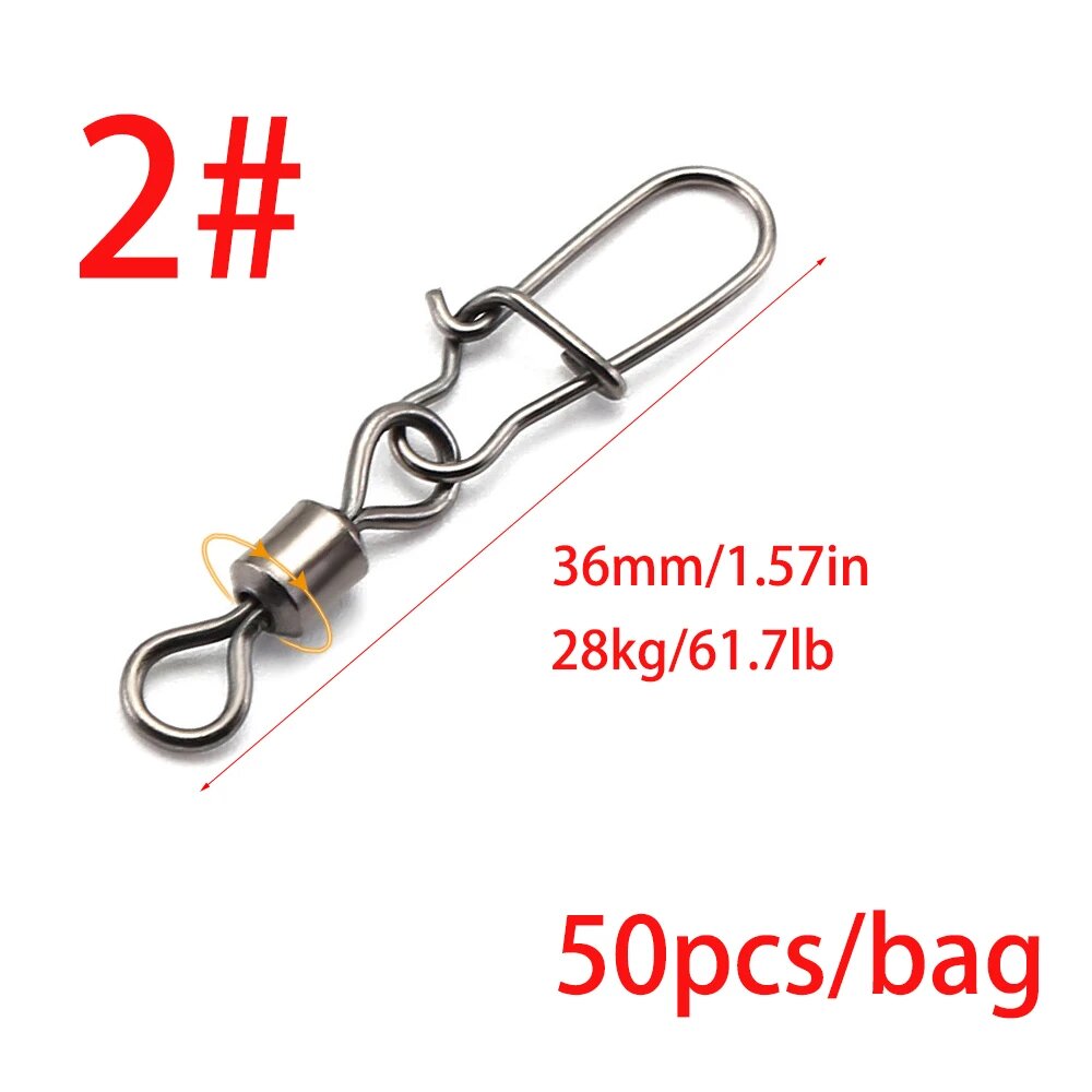50 шт./лот, высококачественный рыболовный соединитель, штифт, подшипник, вертлюг 3/0 2/0 1/0 1 2 4 6 8 10, приманка, снасти, аксессуары для рыболовных крючков