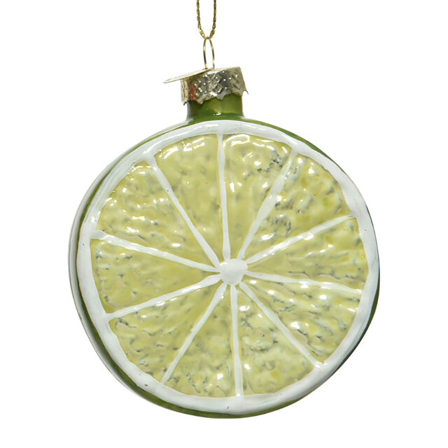 Стеклянная елочная игрушка Vitamin C - Лайм 8 см, подвеска, Kaemingk, 120441-4