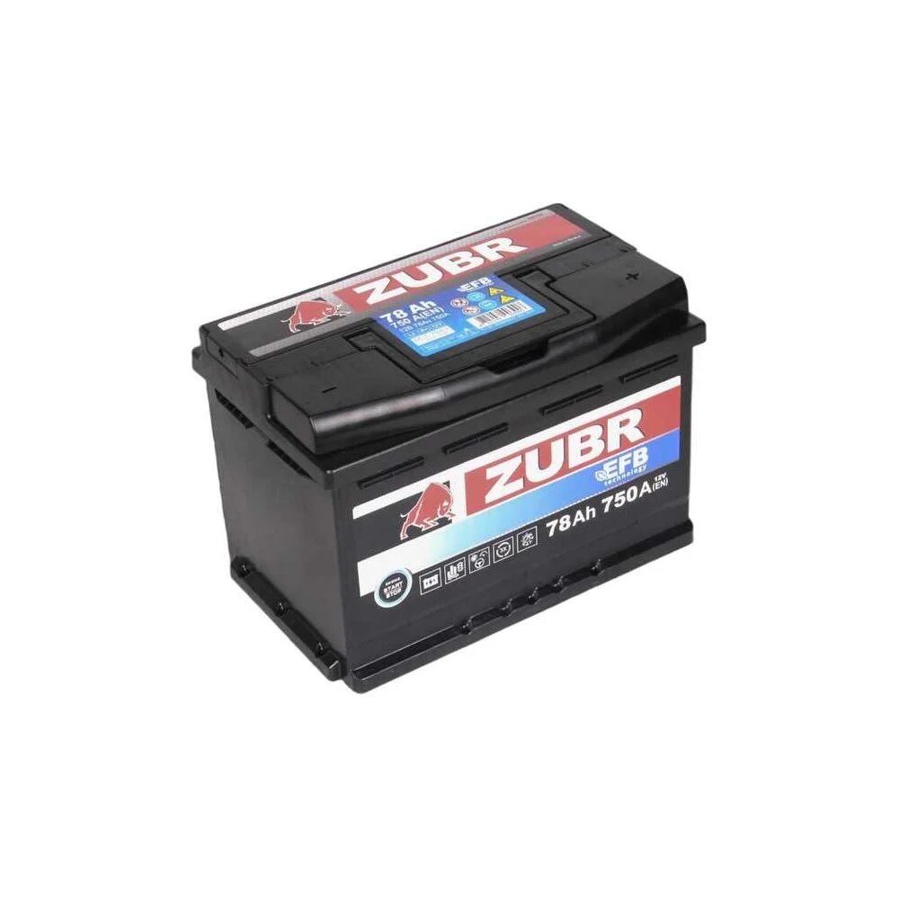 Аккумулятор ZUBR ZE780 премиум‑класса, кальциевый тип EFB с обратной полярностью, для легковых и грузовых автомобилей
