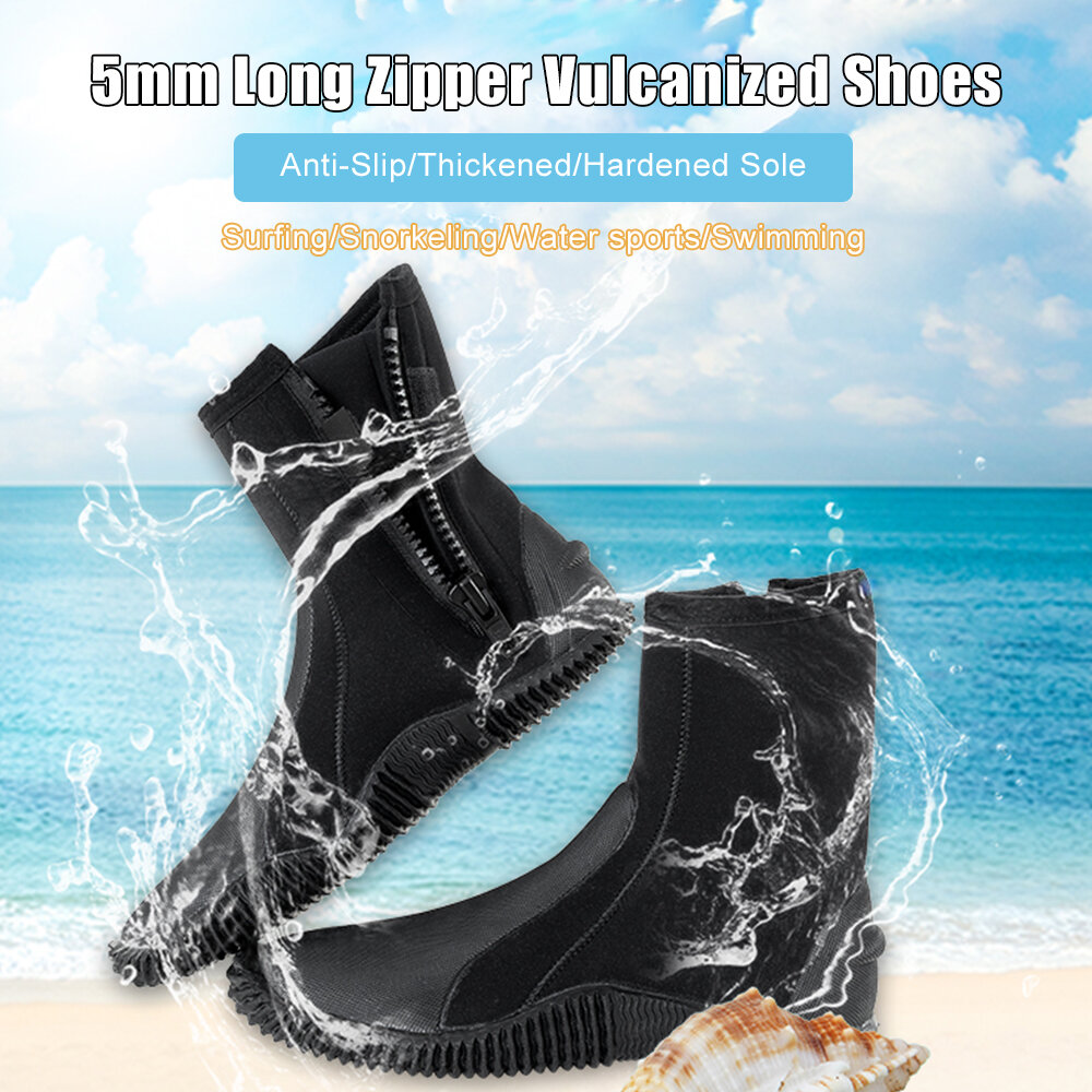Неопреновые водолазные ботинки с нескользящей подошвой 5 мм с боковой молнией для снорклинга, дайвинга, рафтинга, виндсерфинга, водного спортивного снаряжения