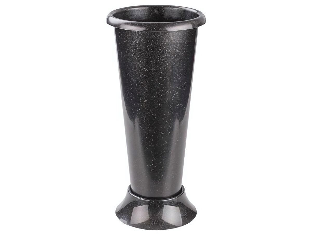 Ваза для цветов под срезку 42,5см черная пластиковая, объем 5,5 л, стильный дизайн