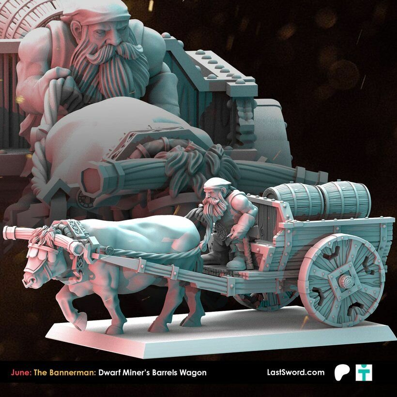 Миниатюра Warhammer Dwarf Miners Wagon 1