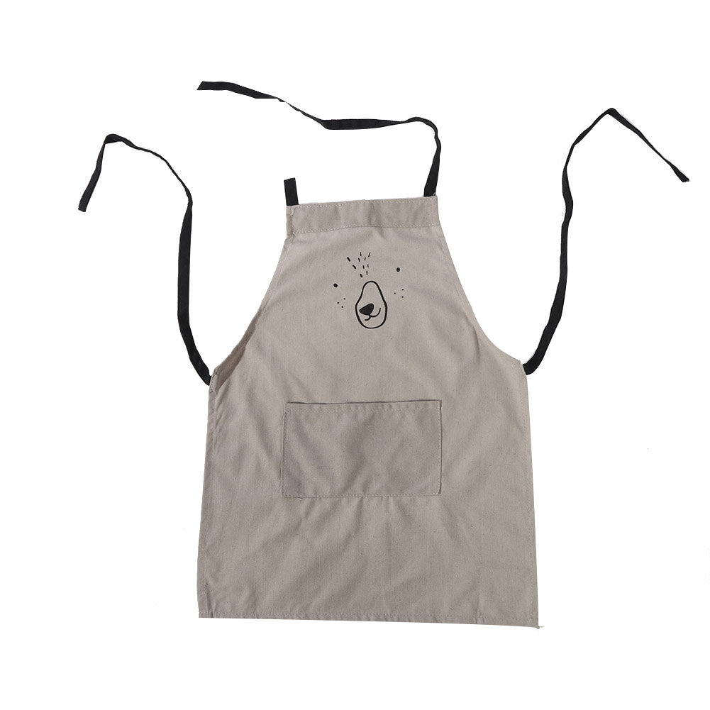 Детский фартук кухня хлопок милый мультипликационный рисунок приготовление фартуки с регулируемой веревкой (серый)