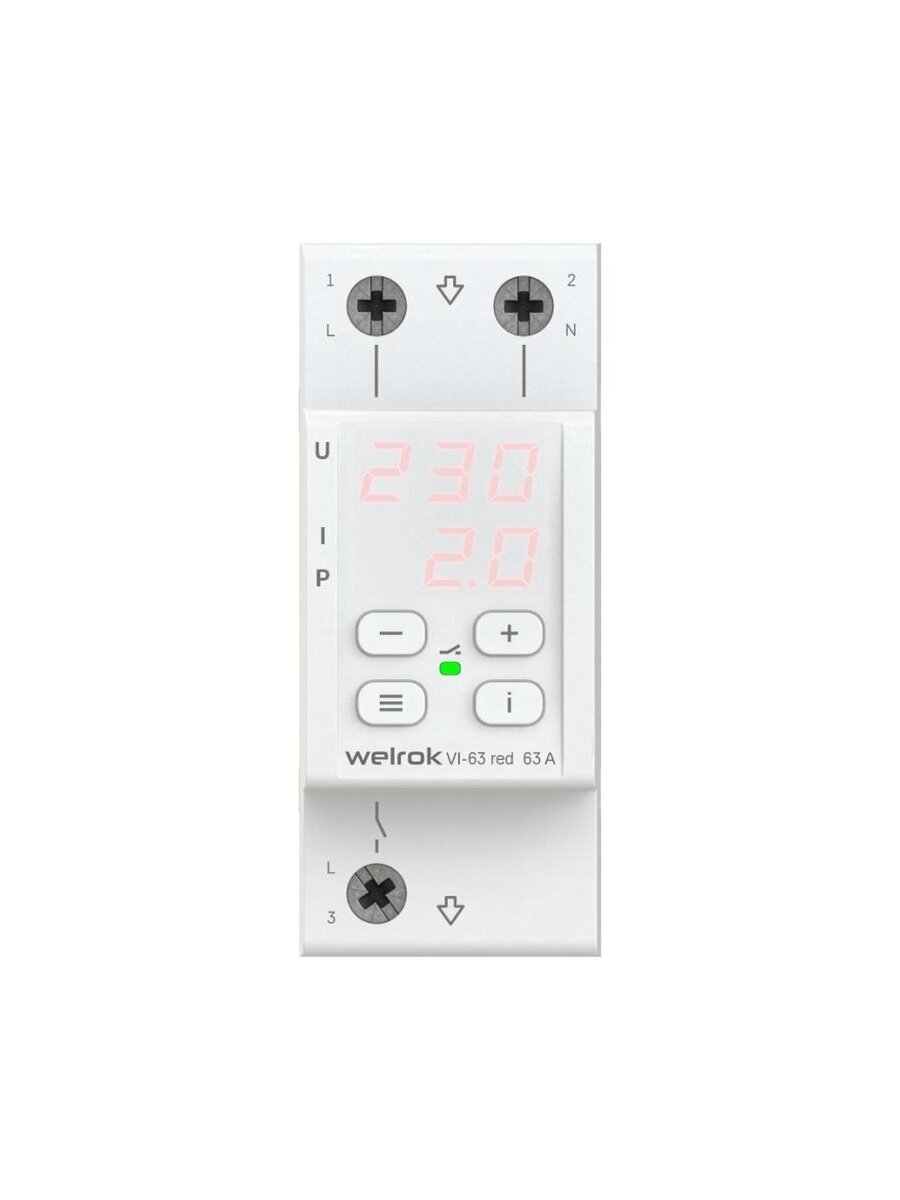 Реле напряжения с контролем тока VI-63 red Welrok 4660251140281
