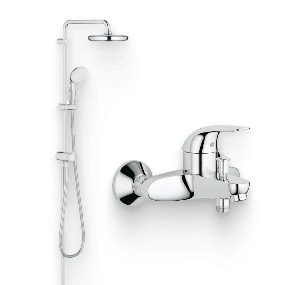 Душевой комплект Смеситель Grohe Euroeco 32743000 / Стойка New Tempesta System 26381001