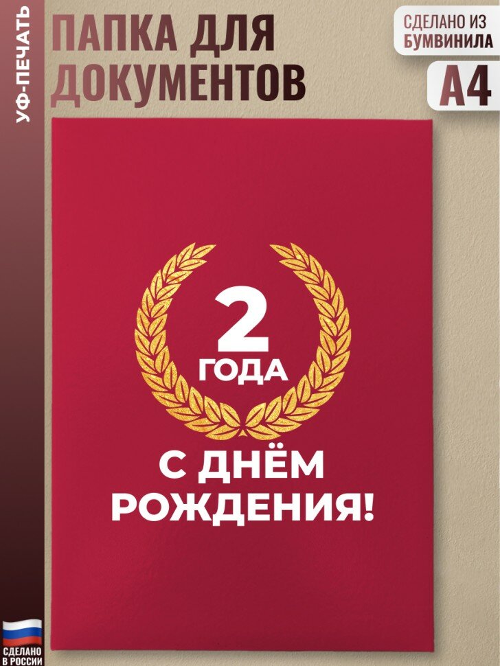 Красная папка "С днём рождения! 2 года"