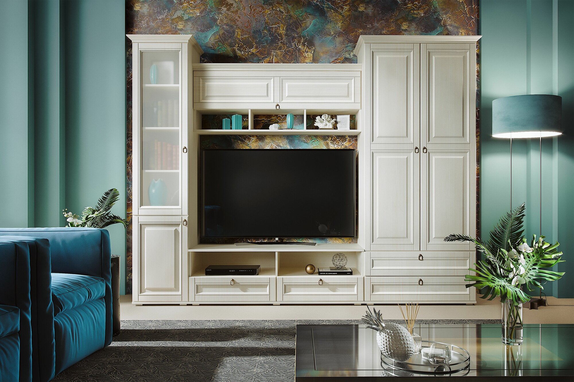 Гостиная Престиж 1 Вариант №3 (Сандал светлый, сандал светлый) (Миф)