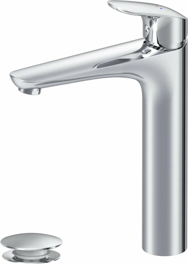 Смеситель для раковины AM.PM Like F8092200 для раковины, хром, глянцевый, кран для ванной в раковину, из латуни, рычажный, с керамическим картриджем, с донным клапаном