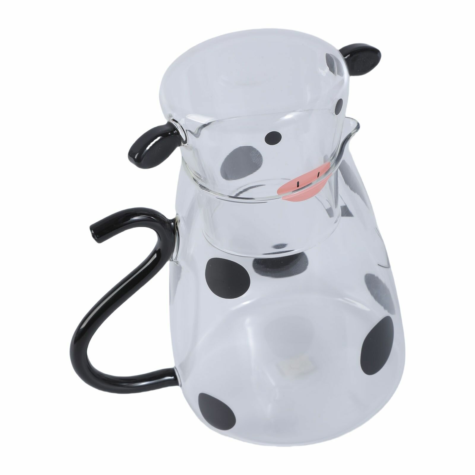 Стеклянный кувшин для молока в форме коровы с отделяемой чашкой кухни