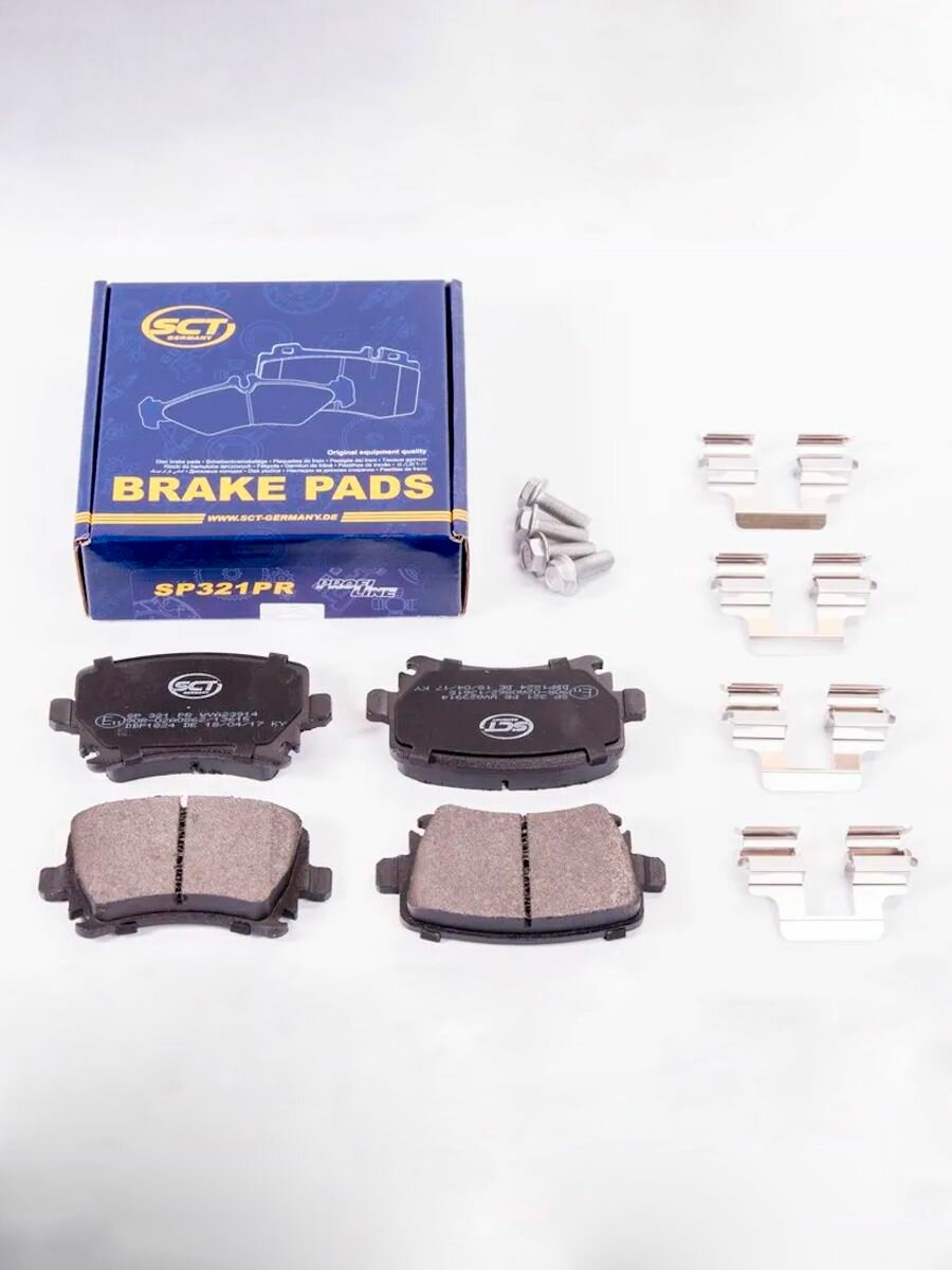 Колодки тормозные задние для Audi A3, A4, A6, Seat, Skoda Octavia, Volkswagen Caddy III, Eos, Golf V, Jetta III, Touran, Tiguan, Passat VI (с 2005 г) комплект 4 шт. арт SP321