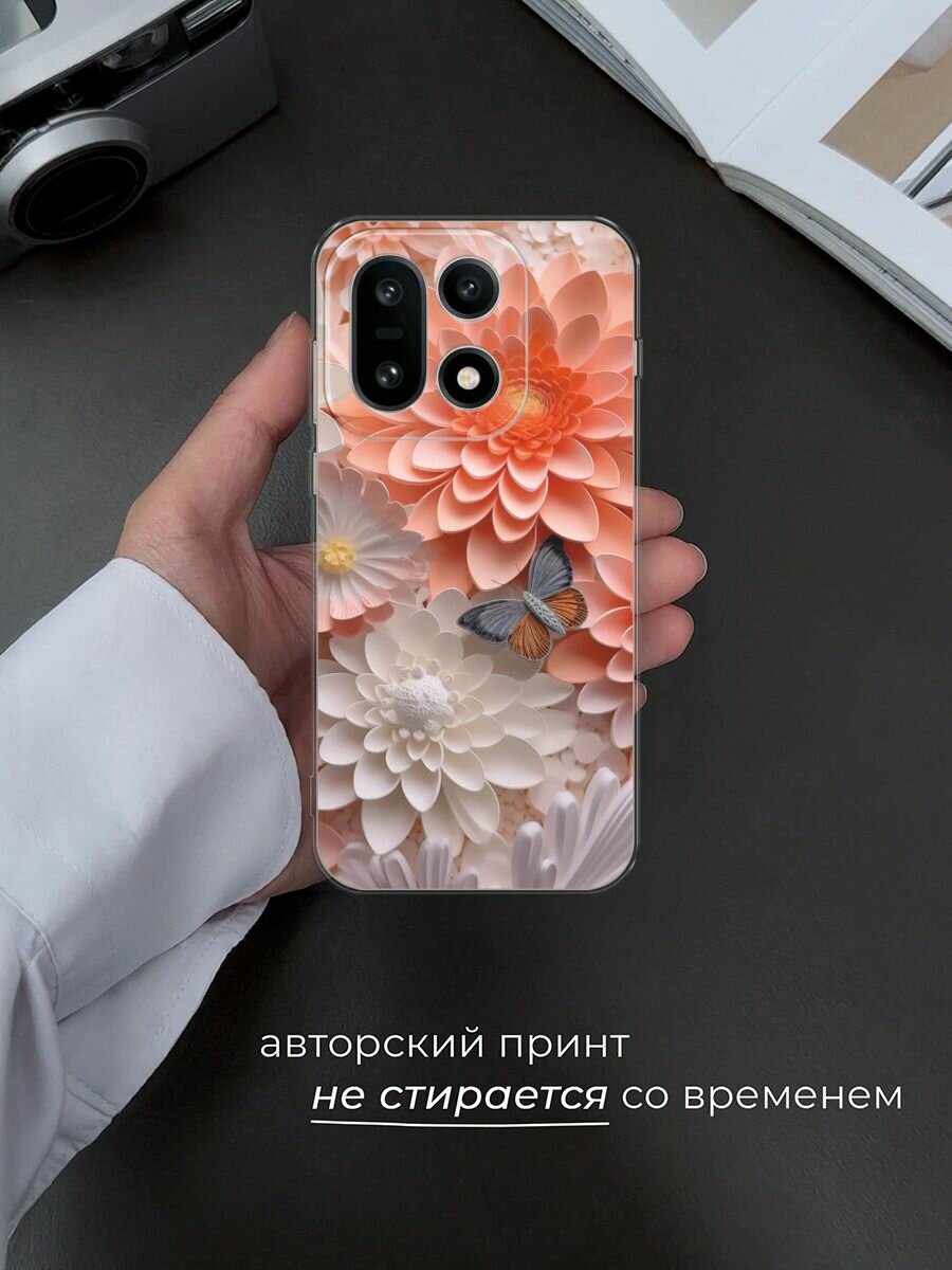 Силиконовый чехол на OnePlus 15 / Ван Плас 15 с принтом Бумажные цветы — фото 1