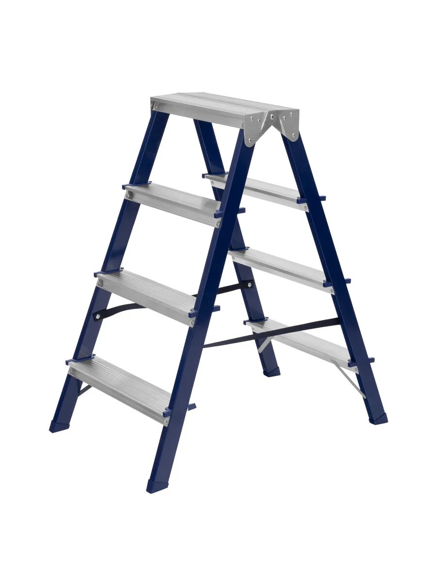 Стремянка LWI LWI44S, складная, сталь, 4 ступени, серебристая