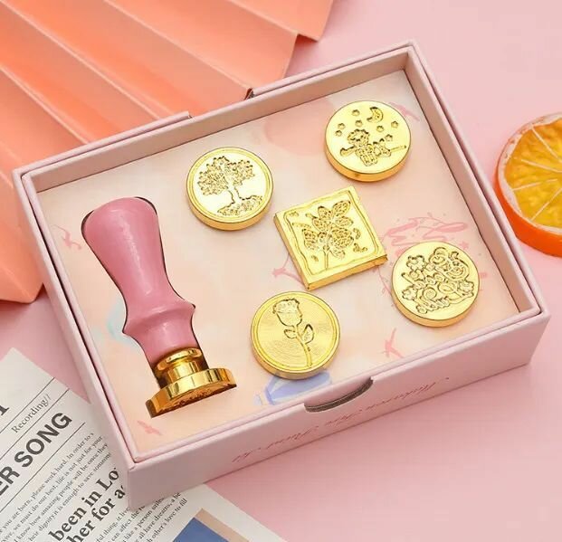 Печать для сургуча (6штук)/ Набор подарочный/ штамп, TORUS (розовый)