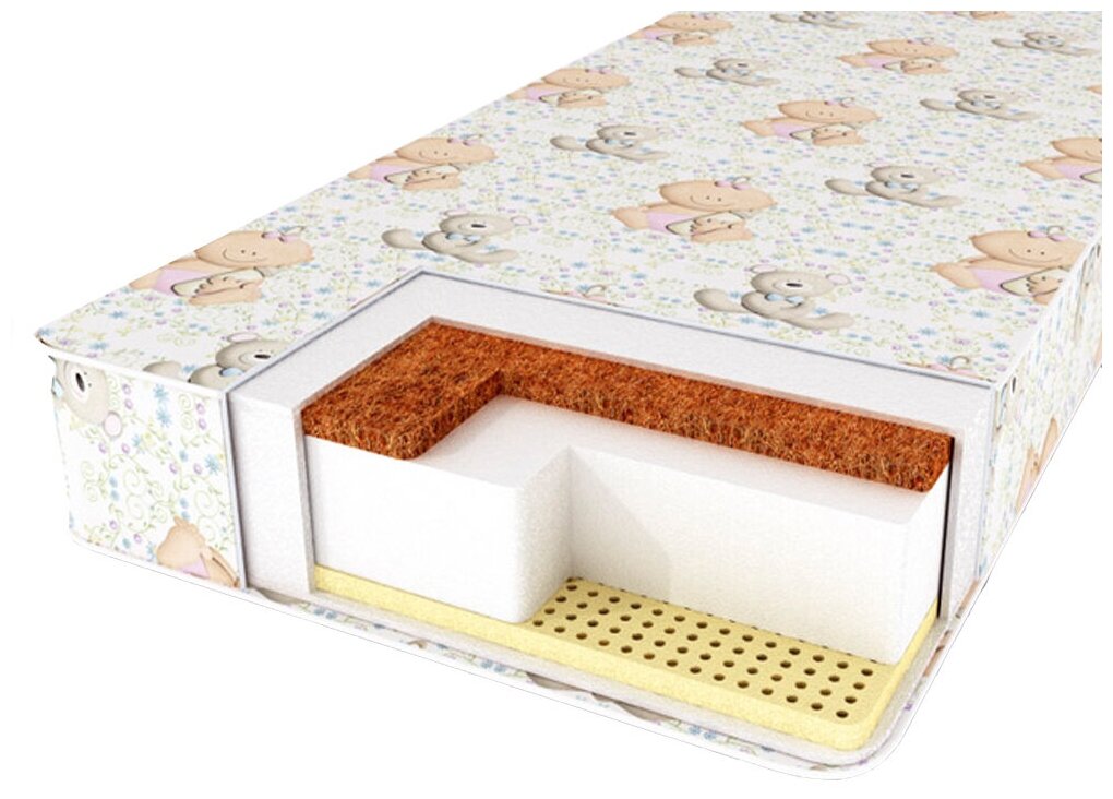 Детский матрас Alis "Алеша Попович", беспружинный, 120x60 см, съемный чехол, бязь