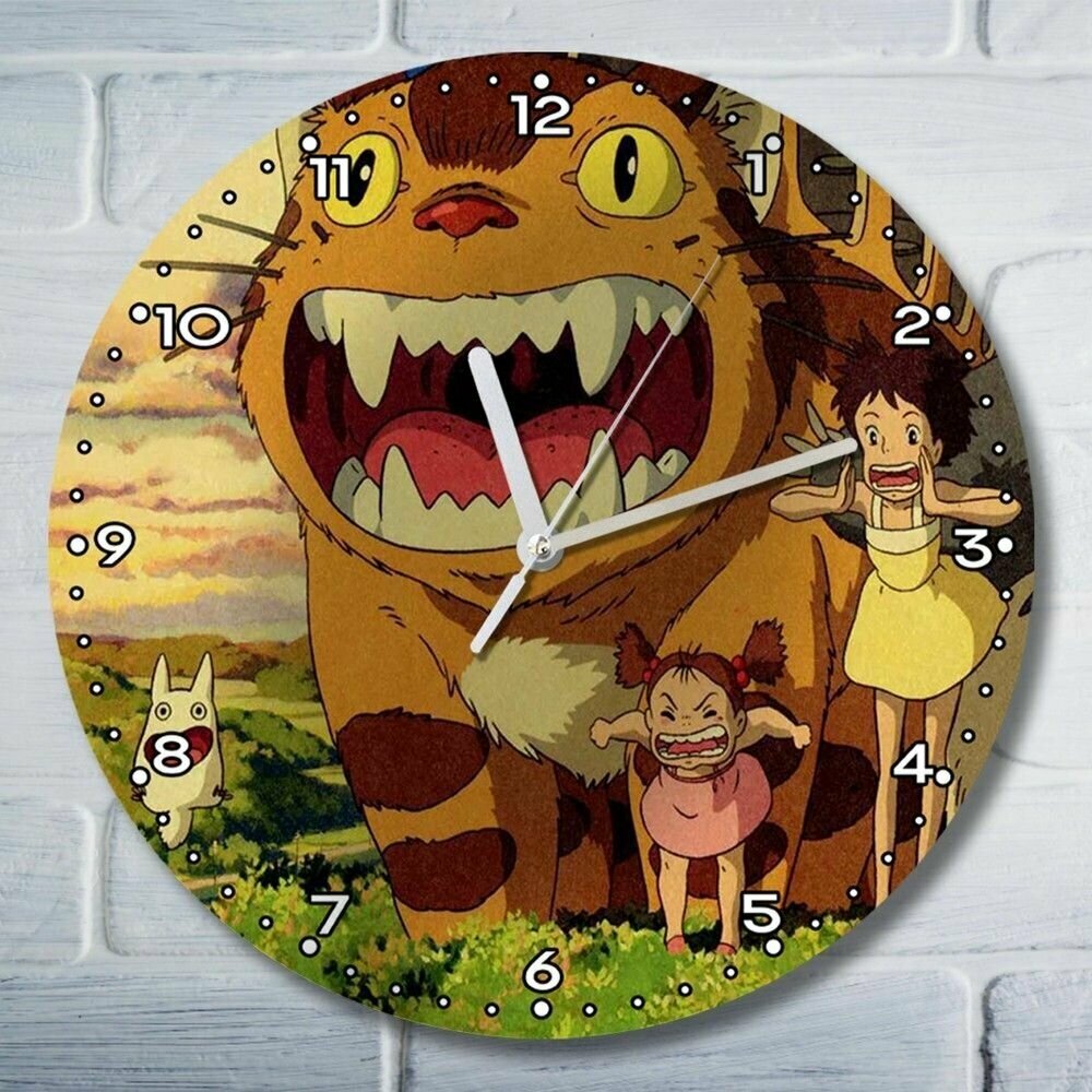 Настенные часы, деревянные, бесшумные, УФ печать аниме Хаяо Миядзаки - 5377