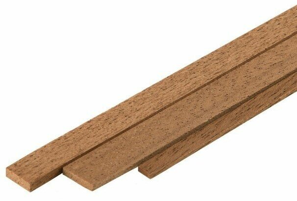 Рейка орех африканский, 1х2х500 мм, 10 шт, материал для моделирования, Amati
