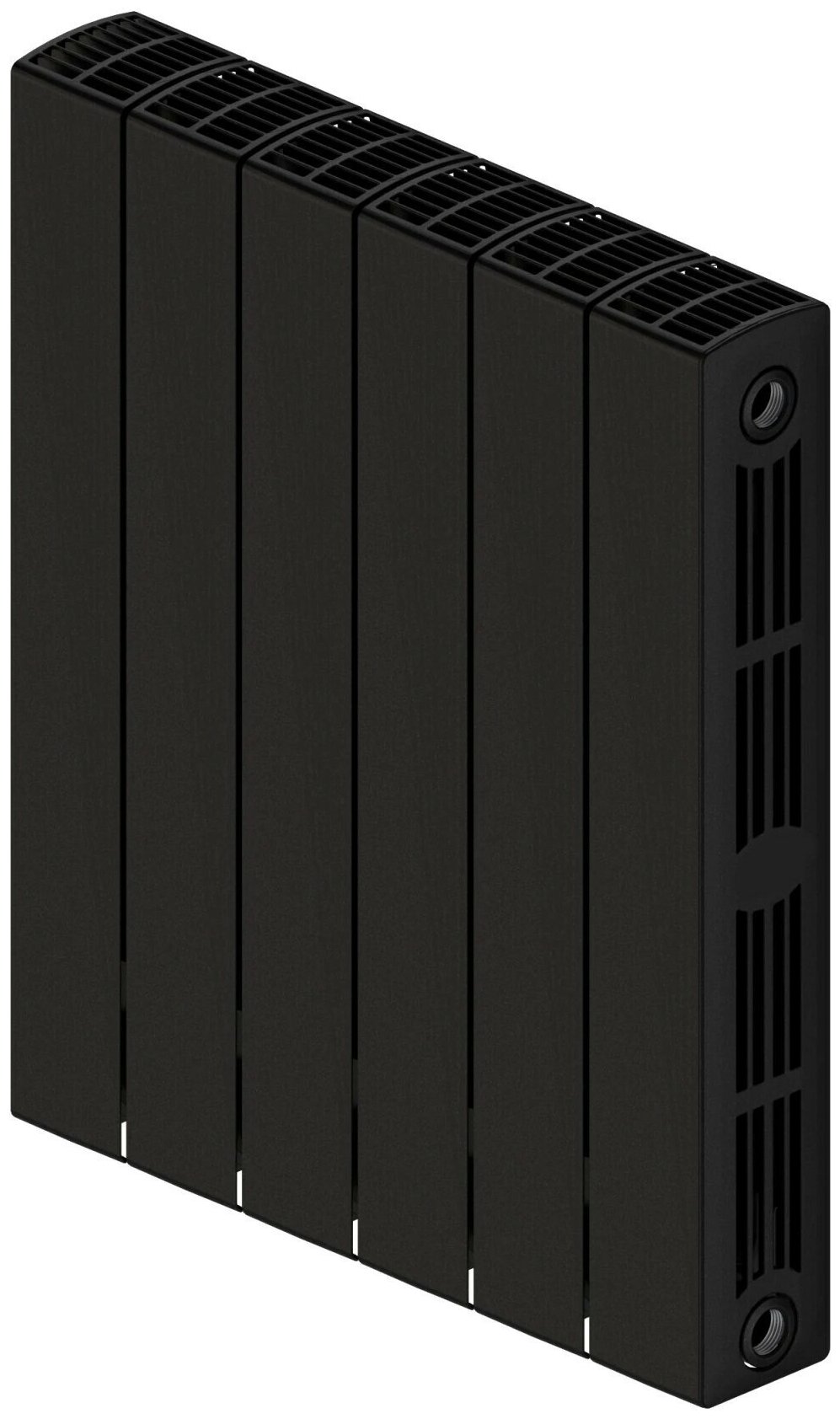 Обогреватель биметаллический 6-тисекционный 9x57.5x48 см. Его стильная конструкция не требуют тщательного проектирования системы отопления. Эффектный элемент дизайна, цвет оникс.