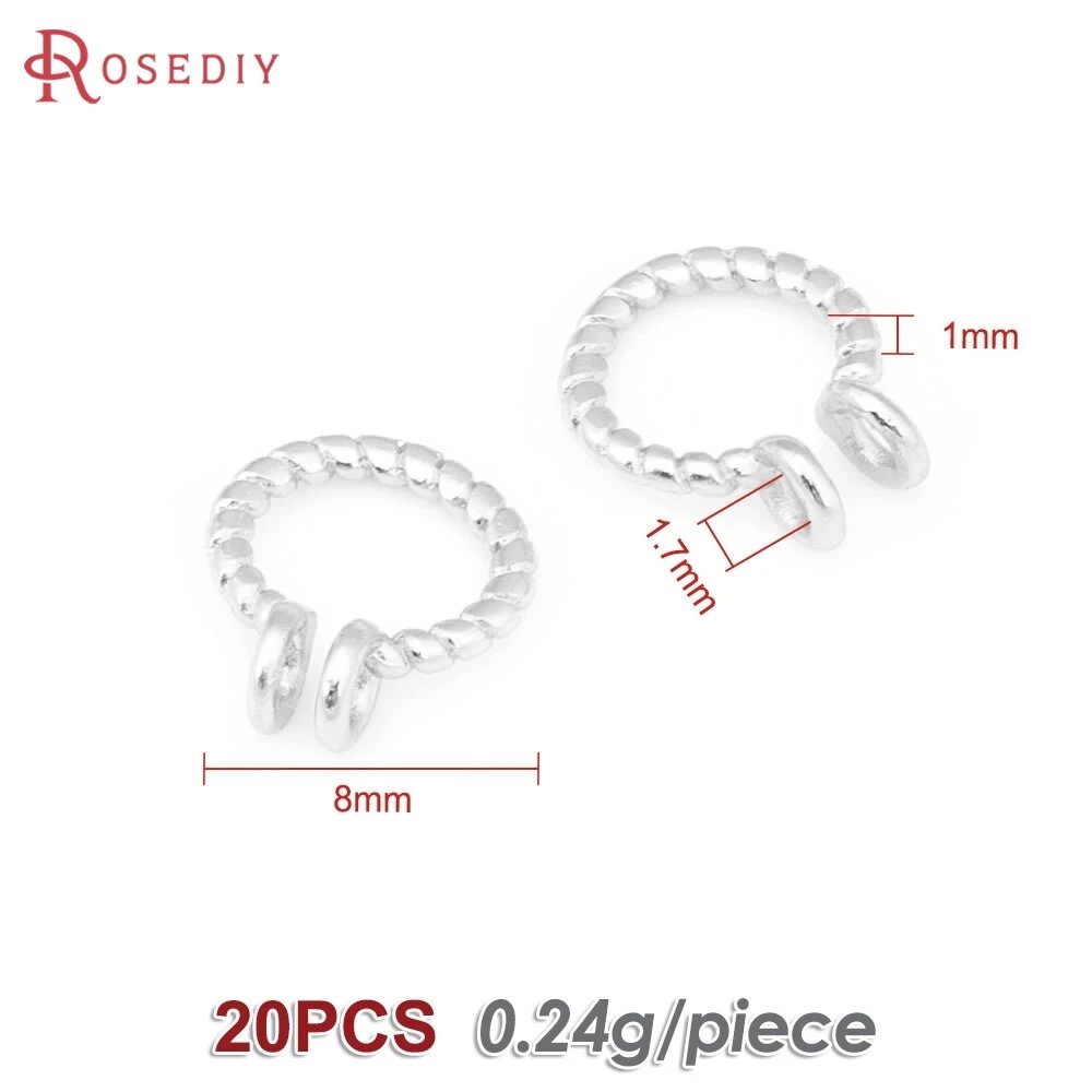 Латунные витые соединительные кольца Rosediy, 20 шт, 6 мм, 8 мм, золотого цвета 44870-Silver Color