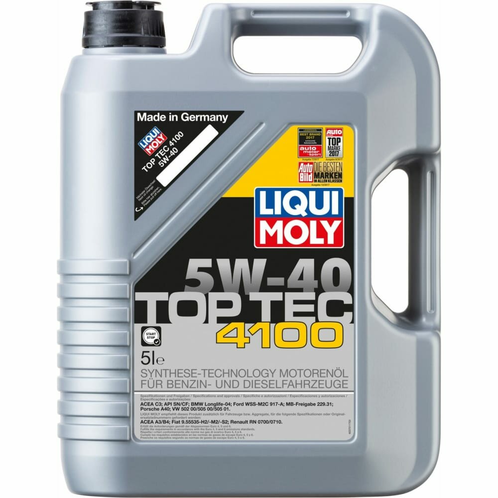 НС-синтетическое моторное масло LIQUI MOLY Top Tec 4100 5W-40 SN C3 5л 9511