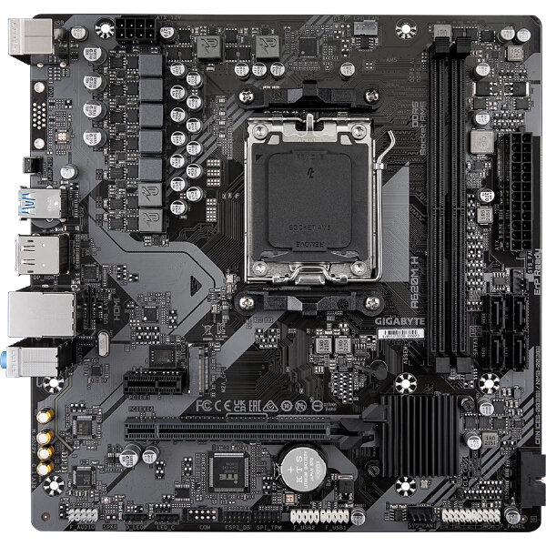 Материнская плата Gigabyte A620M H (V1.2/V2.0), SocketAM5 AMD A620 2xDDR5 mATX AC`97 8ch(7.1) GbLAN RAID+VGA+HDMI