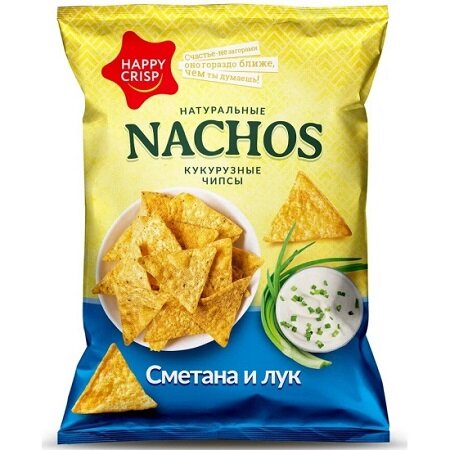 Кукурузные чипсы Nachos со сметаной и луком, 75 гр