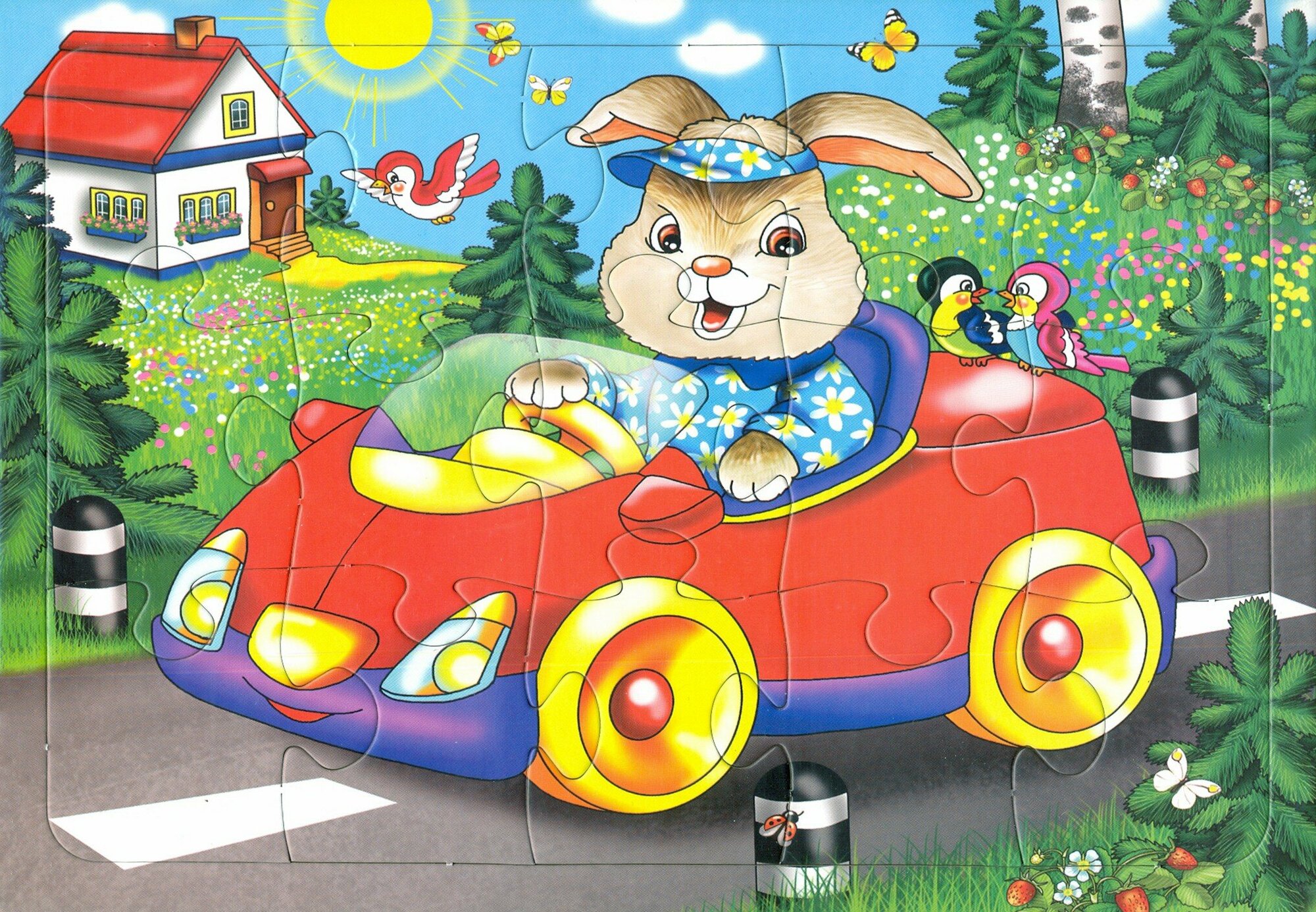 Пазл "Зайчик на машине" (15 элементов)