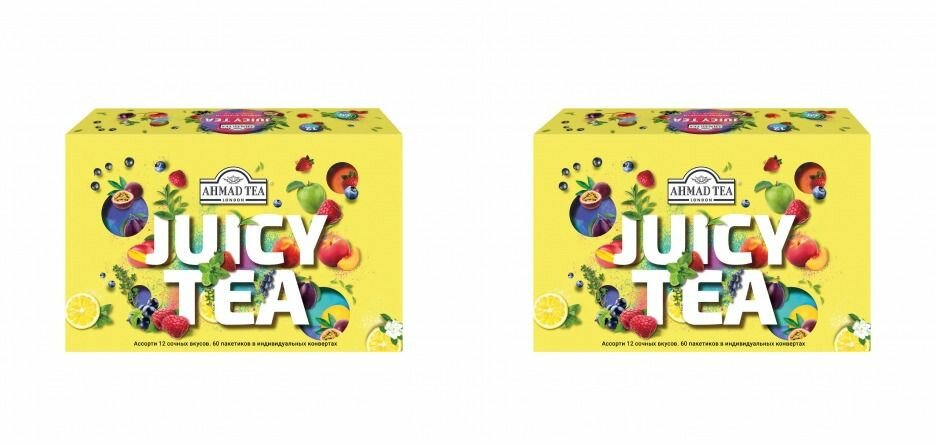 Ahmad Tea Чай в пакетиках Juicy Tea ассорти, 60 пакетиков, 95 г, 2 уп