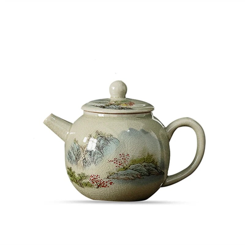 Пейзажный керамический чайник, винтажный чайник, набор для чайной церемонии, чайный галстук с молоком Улун, Гуань Инь, жасмин, антикварная чайная посуда