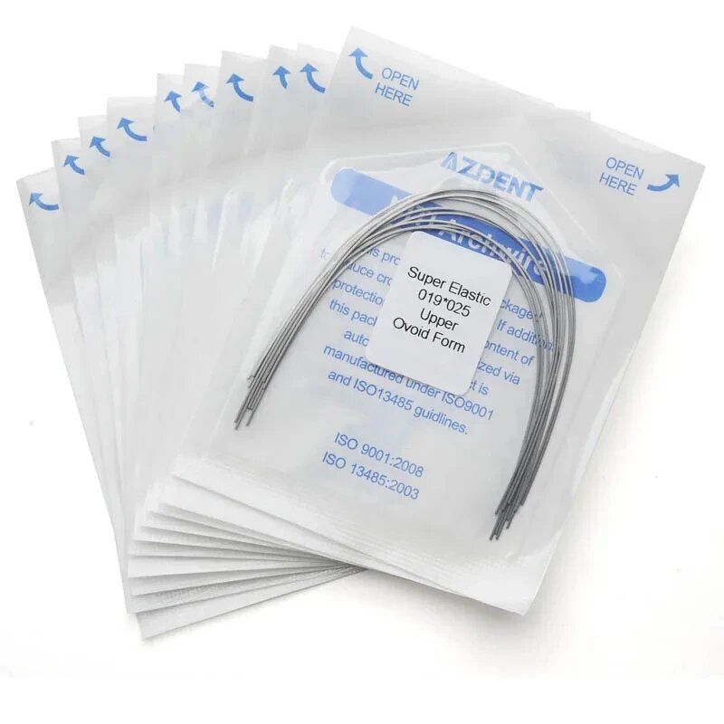 AZDENT Суперэластичные ортодонтические дуги 19X25 Upper 10Packs