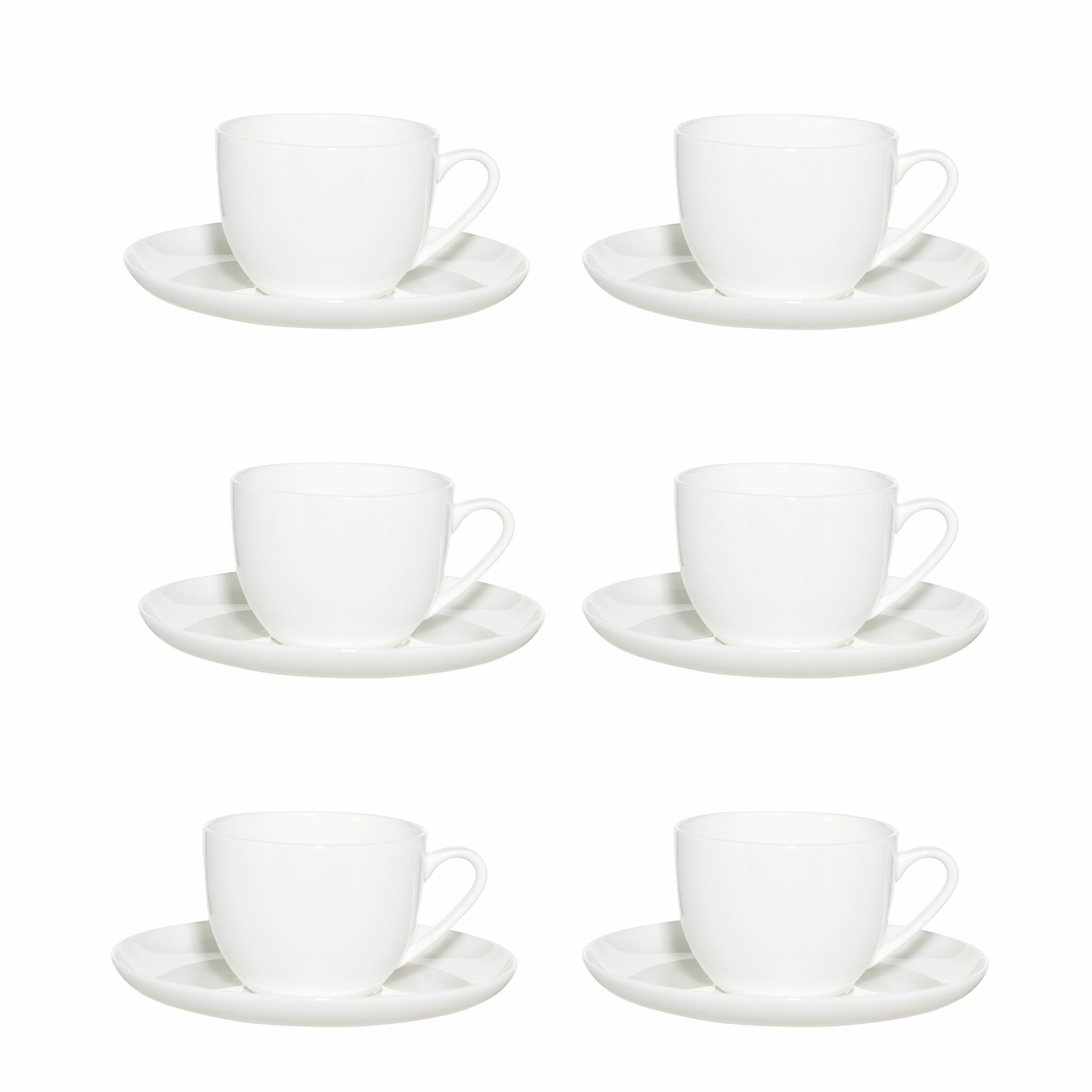 Пара чайная, Kuchenland, 6 перс, 12 пр, 250 мл, фарфор F, белая, Ideal white