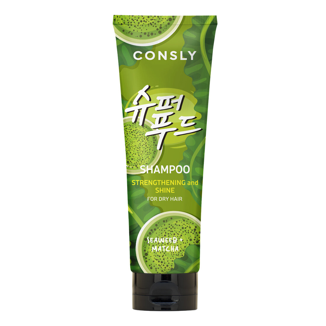 Шампунь с экстрактами водорослей и зеленого чая Матча для силы и блеска волос, для сухих волос, 250 мл, Consly