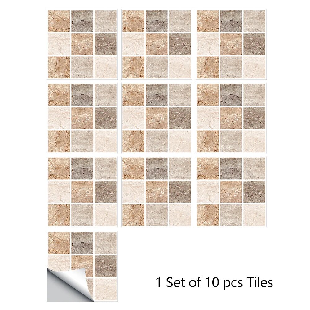 Наклейки OUJING богемный стиль для пола и стен Бежевый, 15cmX15cmX10pcs, MZ-3-037