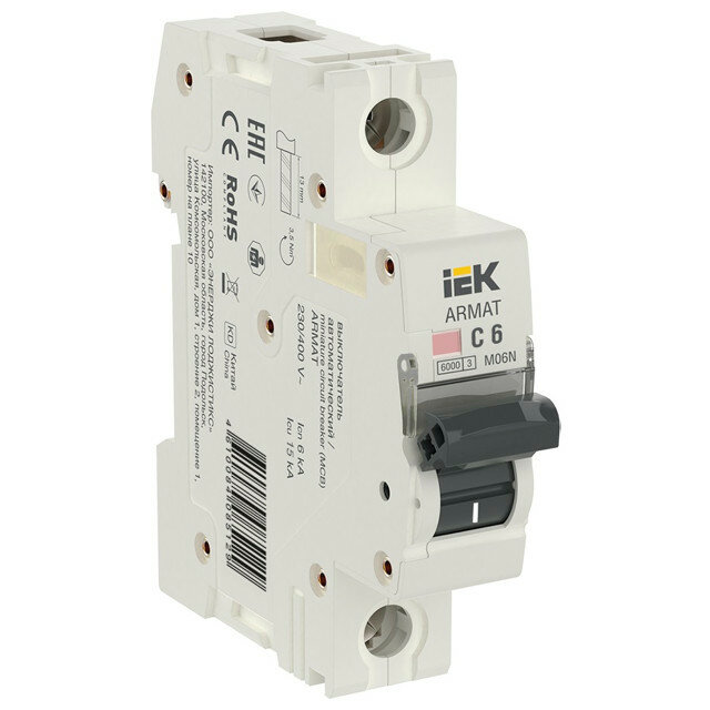 IEK ARMAT M06N 1P C 6A автоматический выключатель для щитов и распределительных сетей