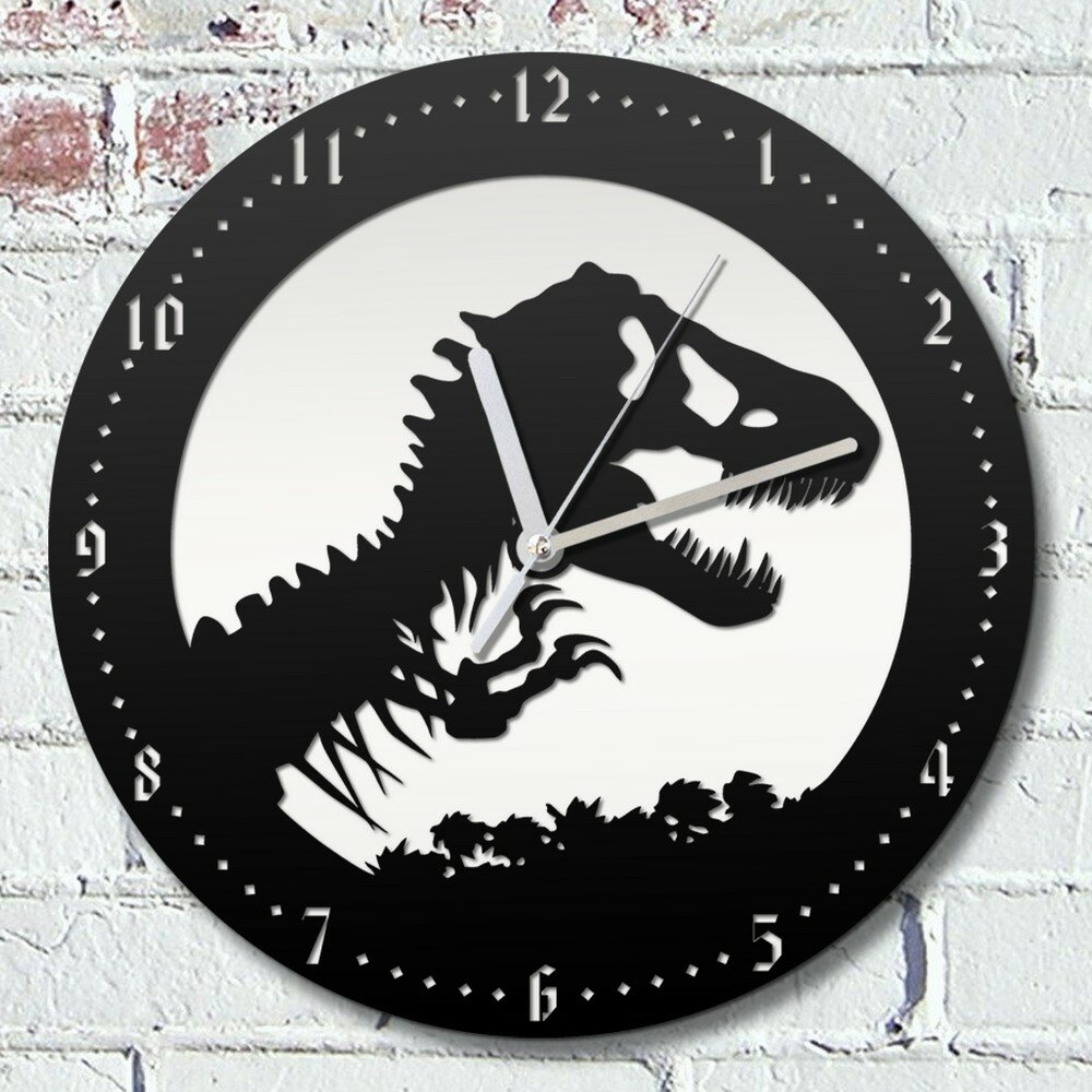 Настенные деревянные бесшумные часы фильмы парк юрского периода (динозавры, природа, фантастика) - 5029