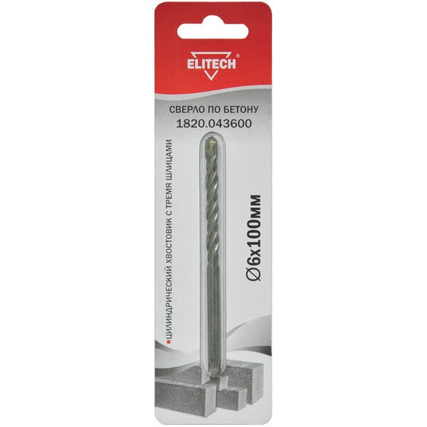 Elitech Сверло по бетону 6 х 100 мм Elitech 1820.043600