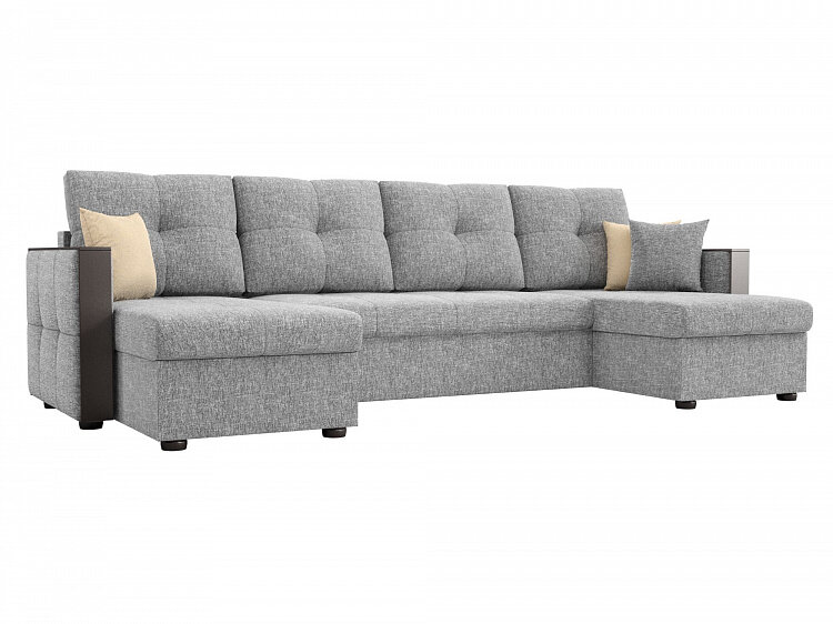 Угловой диван П-образный Валенсия Люкс серый, дельфин, 303х150х85 см, с ящиком для белья