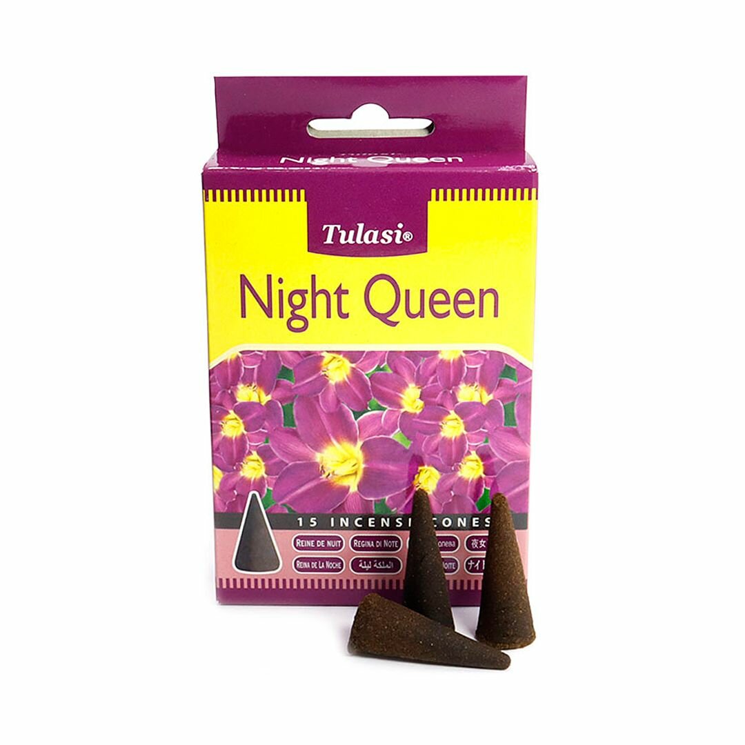 Индийские благовония конусы Саратхи Королева Ночи (Sarathi Night Queen Cones) натуральные ароматические благовония конус для дома, йоги, медитации, релакса, очистки воздуха и ароматерапии 15 шт