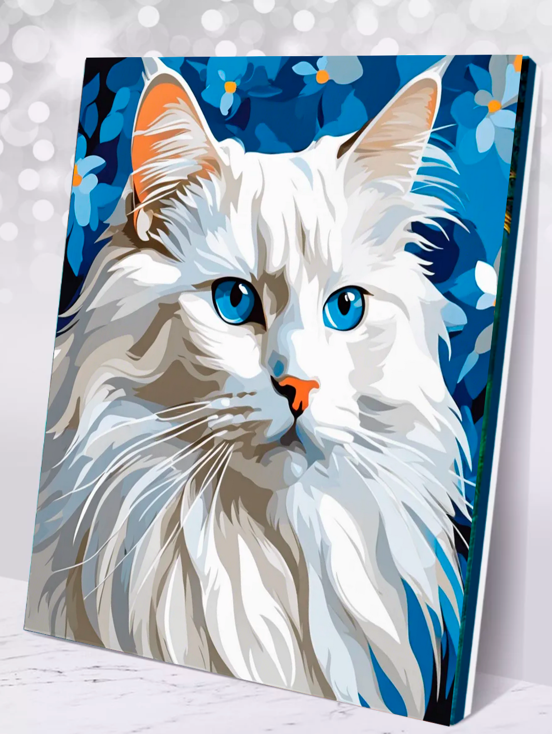 Картина по номерам "Белый кот" 40х50 см, хлопковый холст на подрамнике, акрил, АртТойс