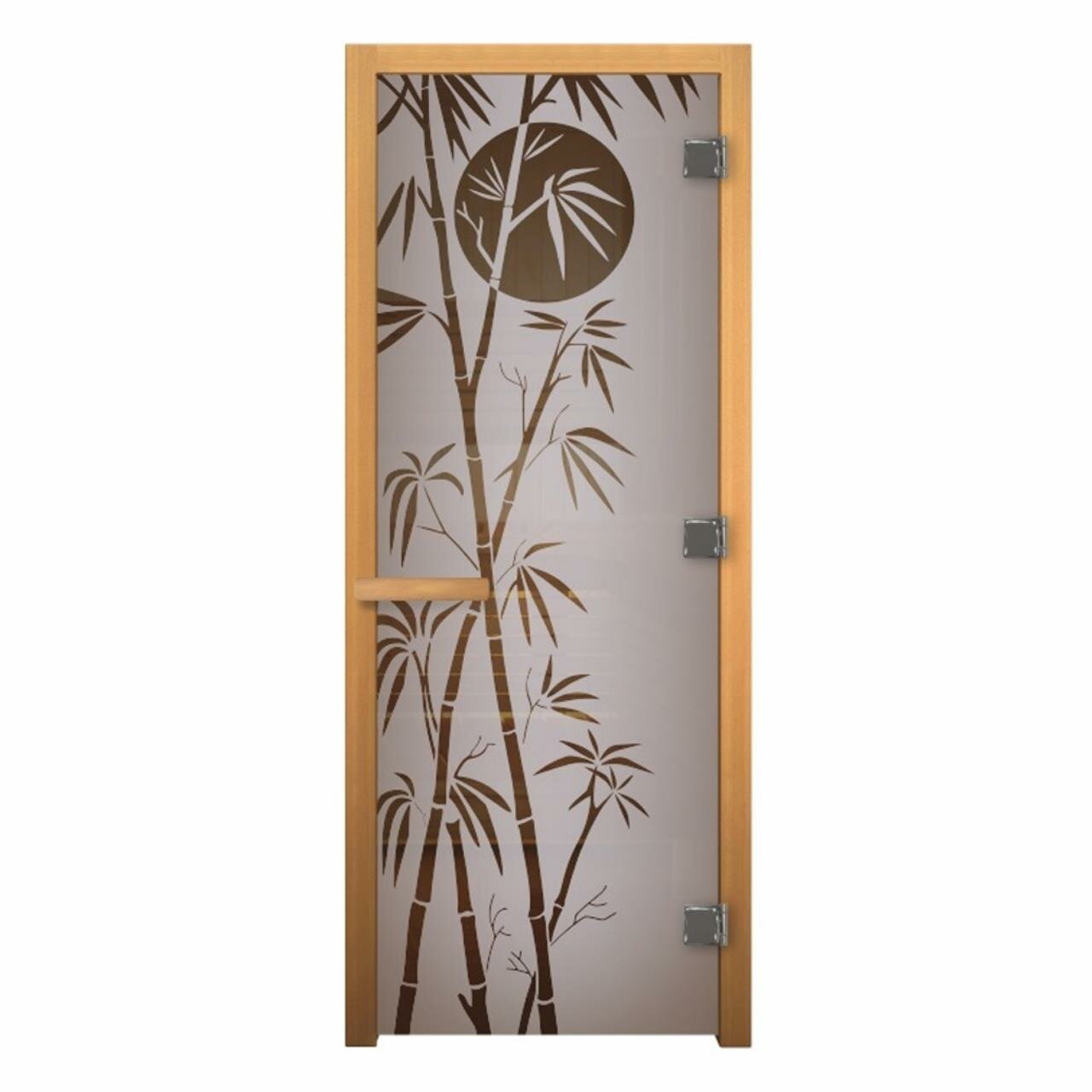 Дверь стекло Сатин "бамбук" 190х70 (8мм, 3 петли 710) (ольха) Правая
