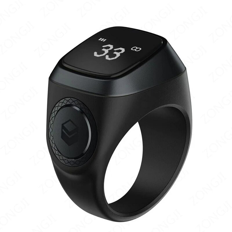 ZONGJI IQibla Smart Zikr Ring 20, Black Gray