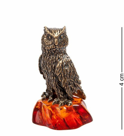 Фигурка Сова (латунь, янтарь) AM- 711 113-703542