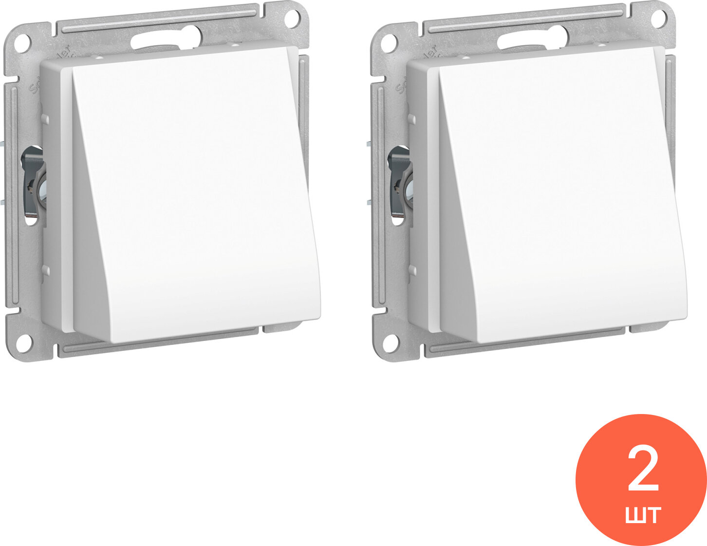 Вывод кабеля Systeme Electric / Систем Электрик AtlasDesign скрытой установки, из пластика, цвет белый, 71х71х49мм, IP20 / электрика (комплект из 2 шт)