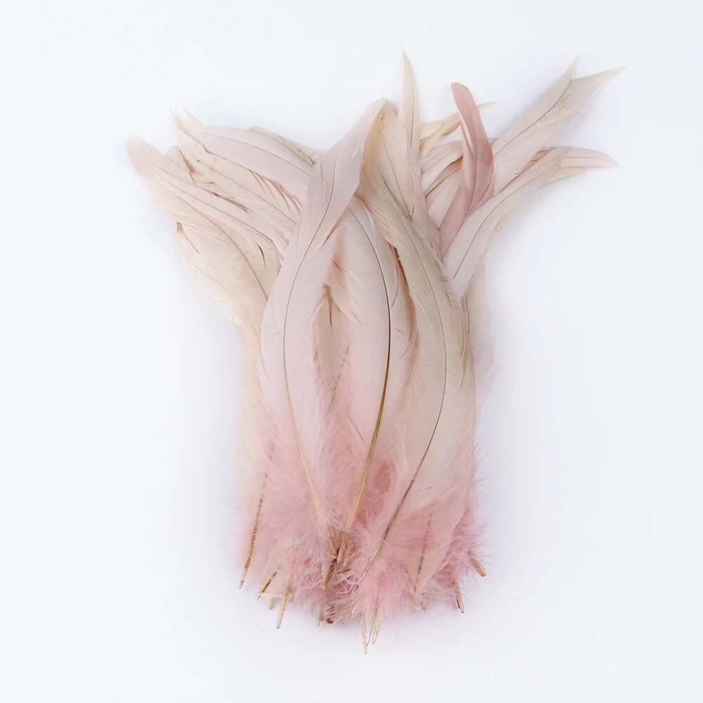 Натуральные разноцветные перья петуха 100 шт. Розовый, 25-30cm 50pcs, Шампанское