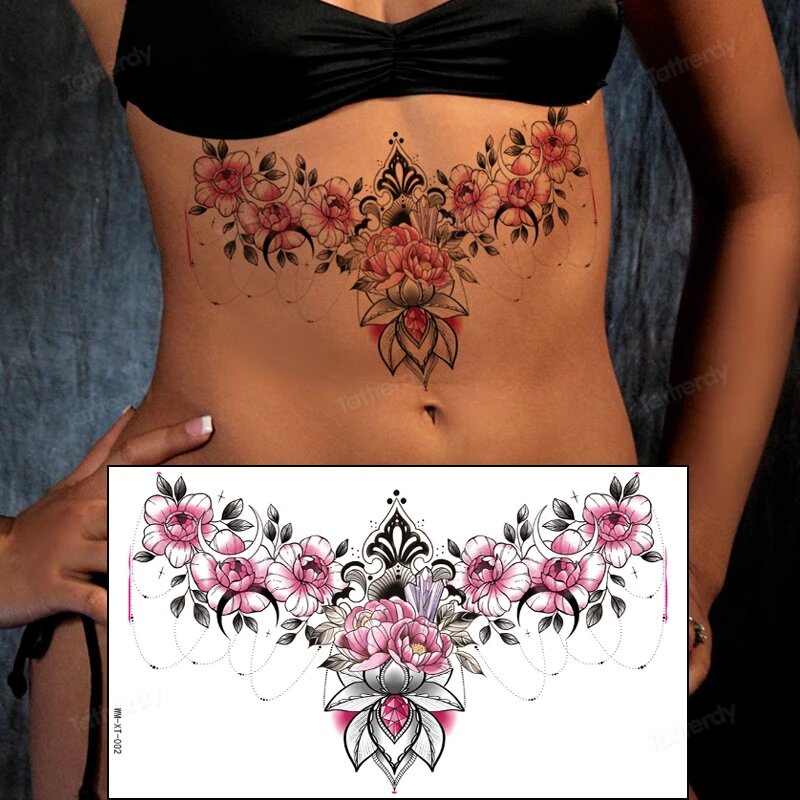 Временная татуировка на живот Tattrendy Лотос, Цвет: XT02