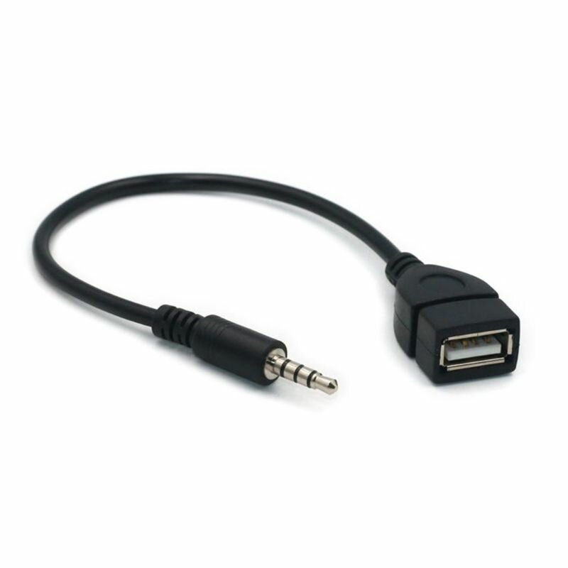 3,5 мм 1/8-дюймовый аудиоразъем AUX папа на USB 2,0 мама OTG-адаптер-кабель для воспроизведения музыки с U-диском в автомобиле