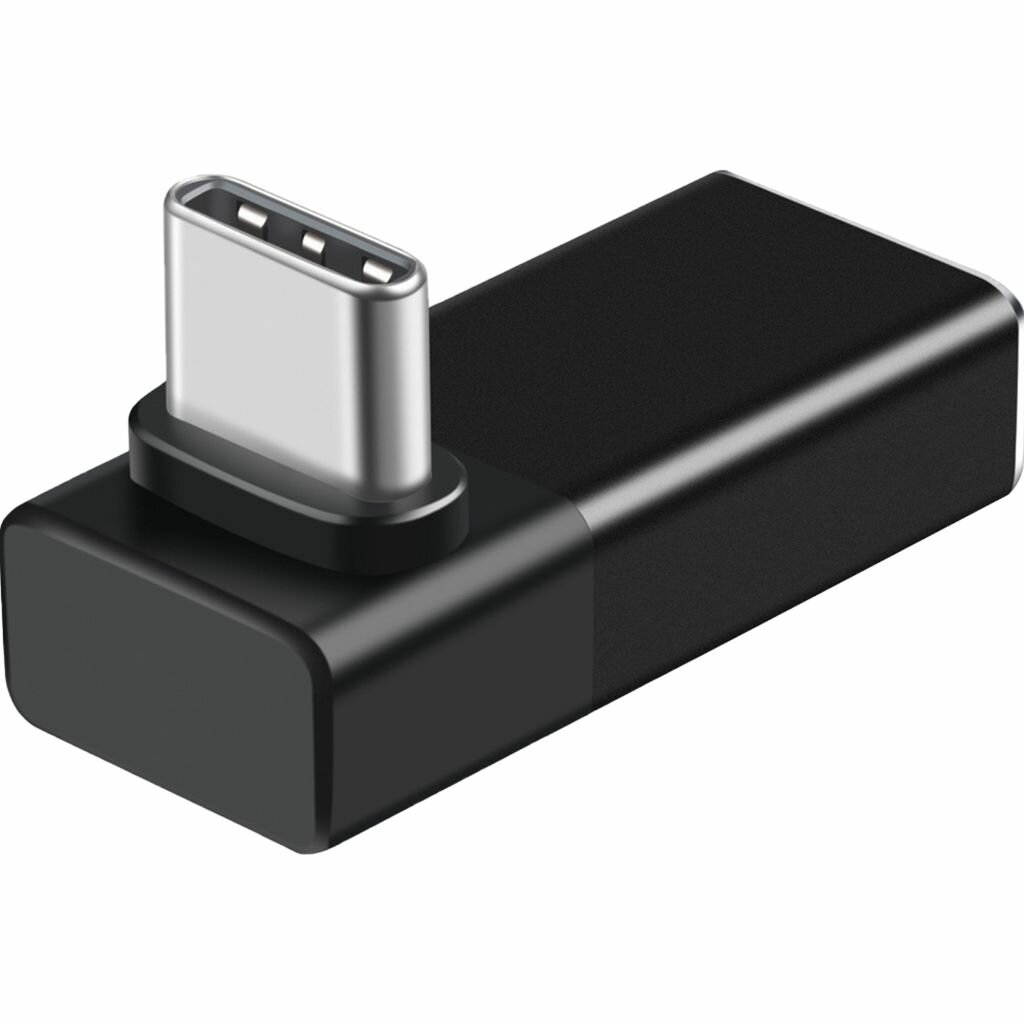 USB-концентратор, Type C переходник мужской на женский угловой 90 градусов - черный