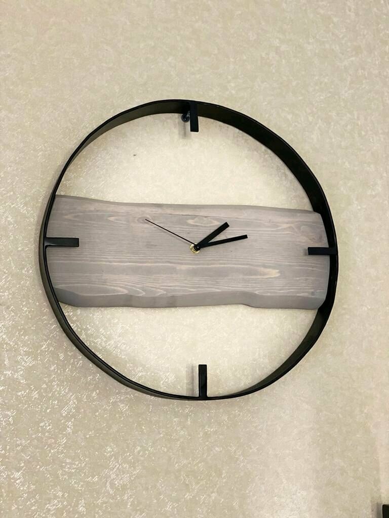 Часы настенные "EasyLOFT" в стиле Лофт, диаметр 40 см, массив натурального дерева для дома и офиса,