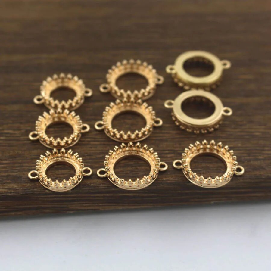 Основания для кулонов-корон латунные 8 10 12 15 мм 30 шт 8mm Raw Brass, 2 Loops