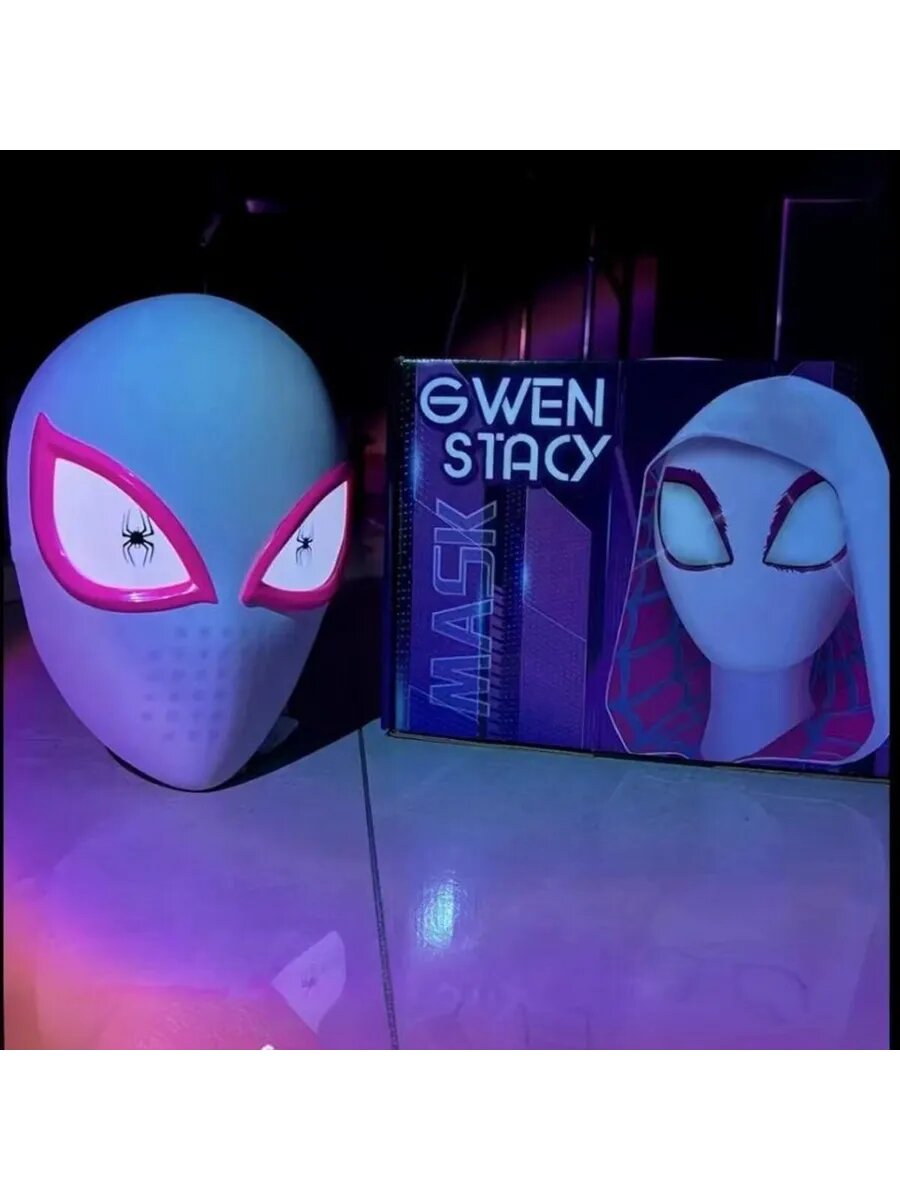 Маска человека паука Гвен Стейси со светящимися глазами